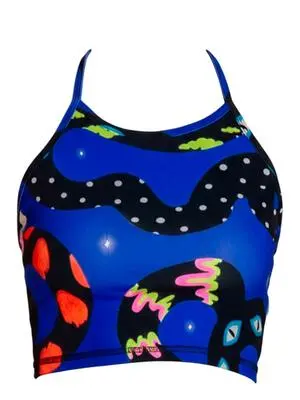 PITAYA YOGA Dragon Dreams Bamboo Print Crop Top - Blue