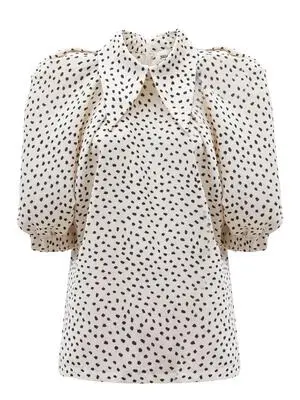 JULIA ALLERT Polka Dot Puff Sleeve Blouse - Black