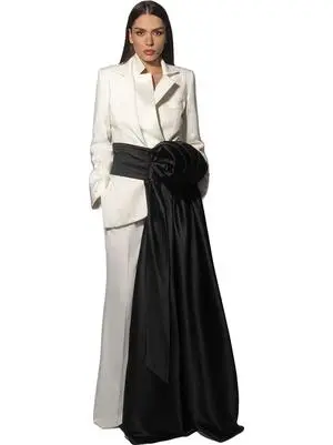 TIA DORRAINE Floor-length Satin Belt - Black