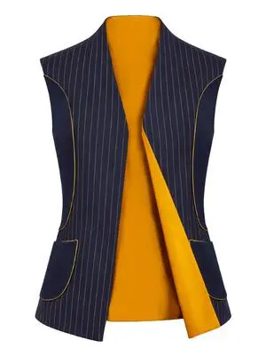 LUMINA ELIGMA Reversible Pinstripe Vest - Blue/yellow