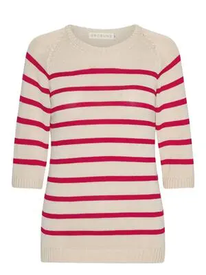 GROBUND Inga Striped Knit T-shirt - Red