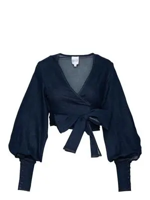 OFUURE Dana Denim Wrap Top - Blue