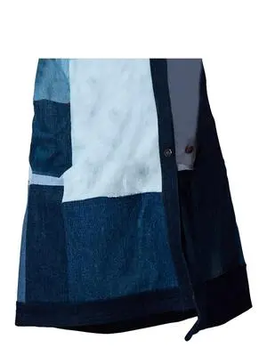 STORY WEAR Denim Wrap Patchwork Skirt - Blue