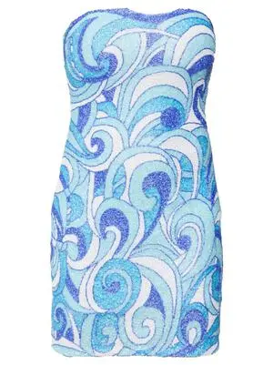 SELF-ADORE Veronica Hand-beaded Embellished Mini Dress - Blue/green