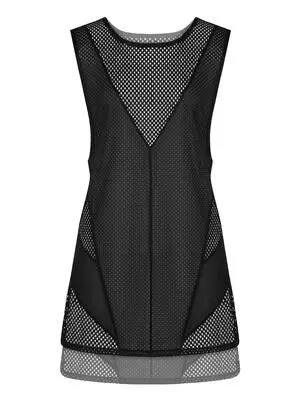 KIM FOLEY High-low Beach Cover-up Athletic Mesh Dress - Black