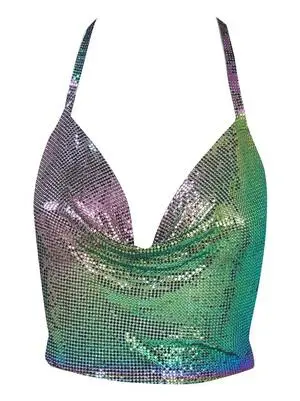 AULALA PARIS Metallic Draped Halter Top
