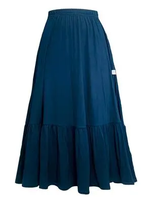 FROCK TALES Boho Gathered Midi Skirt Blue