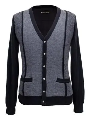 SMART AND JOY Light Wool Cardigan With Satin Back - Blue