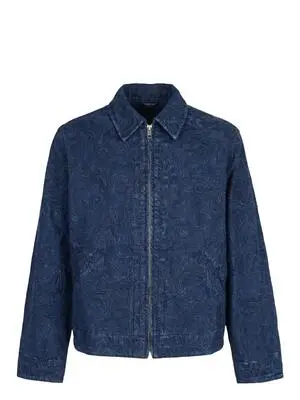 MODENAIRE Textured Zip Jacket With Point Collar - Blue