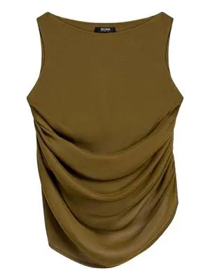 NOCTURNE Draped Sleeveless Blouse - Brown