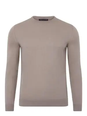 PAUL JAMES KNITWEAR Matteo Merino Silk Crew Neck Jumper - Brown