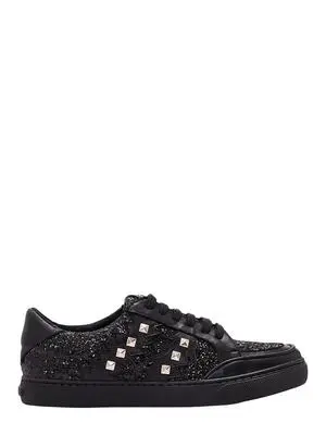 CLARA BARCELO Studded Glitter Sneakers - Black