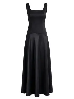 ASHITA FERNANDES Sleeveless Square Neck Maxi Dress - Black