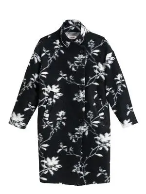LOUCHE Donalda Power Bloom Funnel Neck Coat - Black