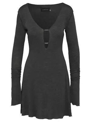 MANDRAGORA Viscose Chloe Dress With Logo Eyelet Detail - Grey