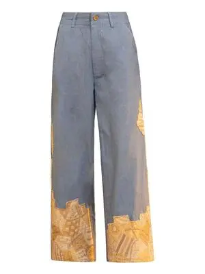TEGA COLLECTIVE Samudram Patchwork Wide-leg Pants - Blue