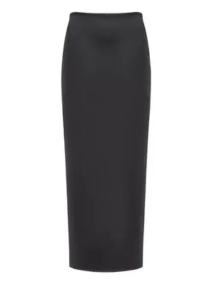SEROTONINN Back Slit Midi Skirt - Black