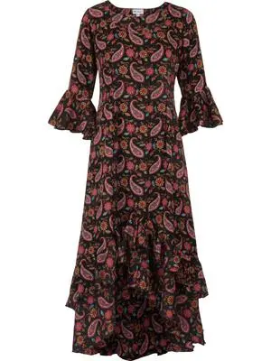 AT LAST... Victoria Teardrop Print Midi Dress - Black