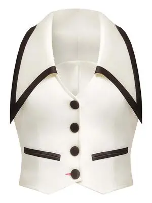 TIA DORRAINE Cropped Tailored Waistcoat - White/black