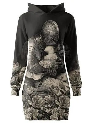 ALOHA FROM DEER Neutrals Helm And Heart Oversized Hoodie Dress - Black