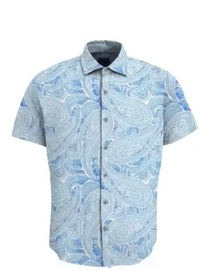 LORDS OF HARLECH Tyler Marakesh Paisley Teal Short Sleeve Shirt - Blue
