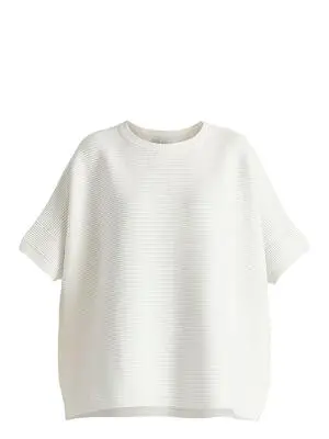 PAISIE Short Sleeve Ribbed Jumper - White