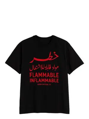 BORN IN EXILE Graphic Organic Cotton T-shirt - Black