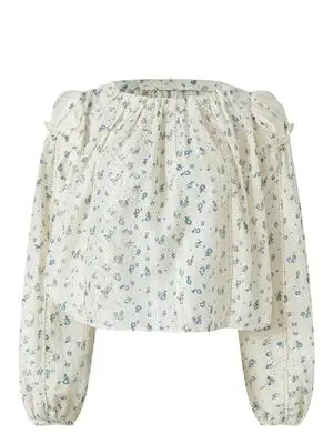 PECANPEPPERPELICAN Moonflower Top - Blue