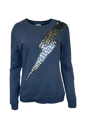 ANY OLD IRON Leopard Sequin Lightning Sweatshirt - Black