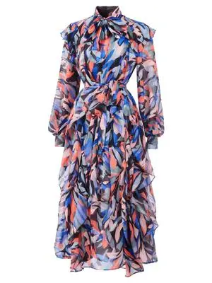FREAK VAULT Tammy Frill Dress - Black/blue/orange