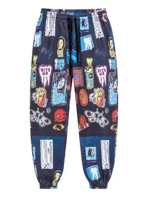 MYSIMPLICATED Recycled Fabric Trousers With Sticker Print - Black/blue