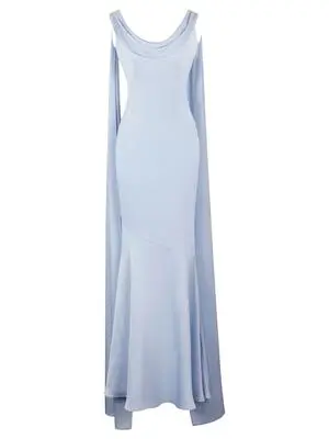 MISS CIRCLE NEW YORK Cowl Scarf-detail Mermaid Maxi Dress - Blue