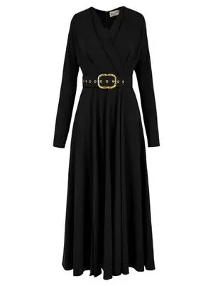 ALINA CERNATESCU Indigo Midi Drapery Office Dress - Black