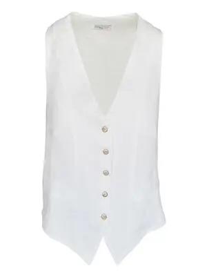 Haris Cotton Linen Vest - White