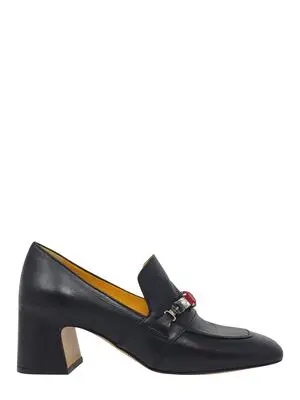 MADISON MAISON Leather Mid-Heel Jewel Loafer