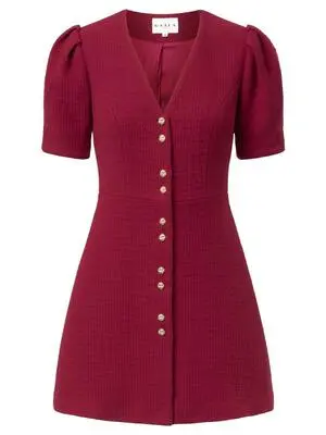 GAÂLA Matilda Cotton Tweed Dress - Red