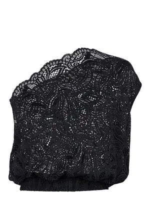 ZETAYE Lyric Lace One-shoulder Top - Black