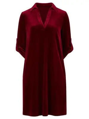 YUMI Velvet Tunic Dress - Red