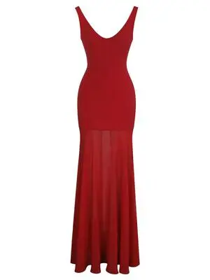 MISS CIRCLE NEW YORK Verona Scoop Neck Maxi Dress - Red