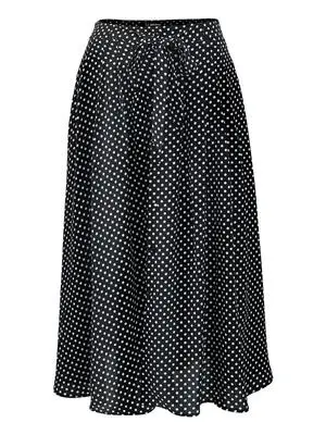SMART AND JOY Flared Polka Dot Skirt - Black