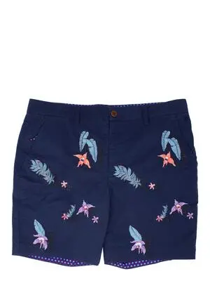 LORDS OF HARLECH Edward Flower Embroidered Shorts Blue
