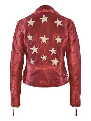 Mauritius Christy RF Star Detail Leather Jacket Red