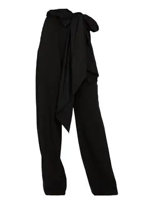 LIA ARAM Velvet Wide-leg Trousers With Taffeta Bow - Black