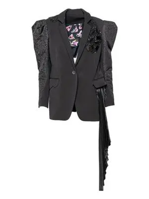 ARTISTA Embellished Puffy Sleeve Jacket - Black