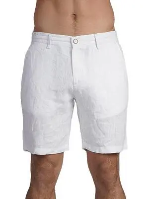 EIGHT X 100% Linen Slim Fit Shorts - White