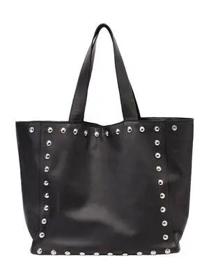 JUAN-JO Leather Studded Tote Bag - Black