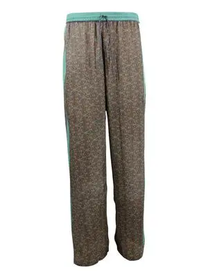 MONZLAPUR NEW YORK Paisley Print Wide Leg Pant - Green