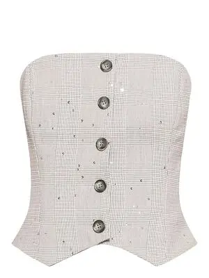 NISSA Sequin-detail Corset Top - Grey