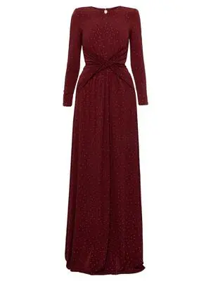 NISSA Rhinestone-embellished Jersey Maxi Dress - Red