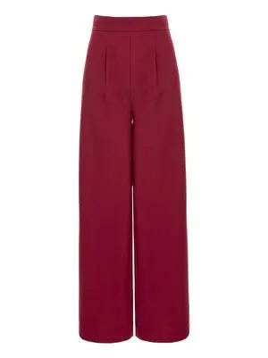 AVENUE N°29 Wide Leg Pleated Trousers - Red
